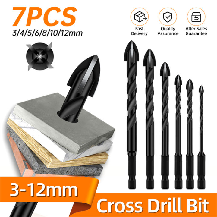 【wesucome】7PCS Cross Hex Drill Bit Set For Concrete Porcelain Tile ...