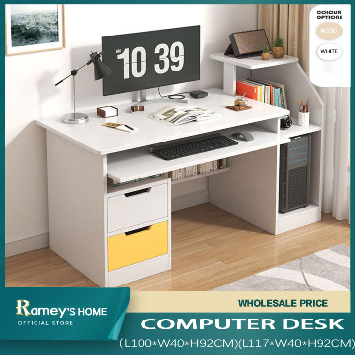 RAMEY Computer Desk With Drawer Study Writing Table Desktop Office ...
