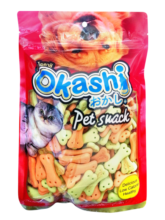 OKASHI SNACK DOG AND CAT ขนมขบเคี้ยวสำหรับสุนัข และแมว (บิสกิตรูปกระดูก ...