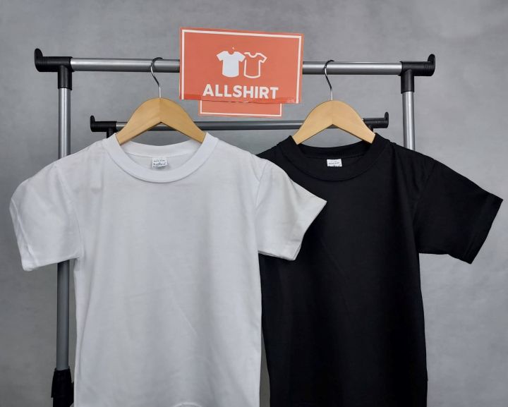 🔥 SALE ALLSHIRT SOFTEX BLACK & WHITE KIDS SIZE Pambata Plain Roundneck ...