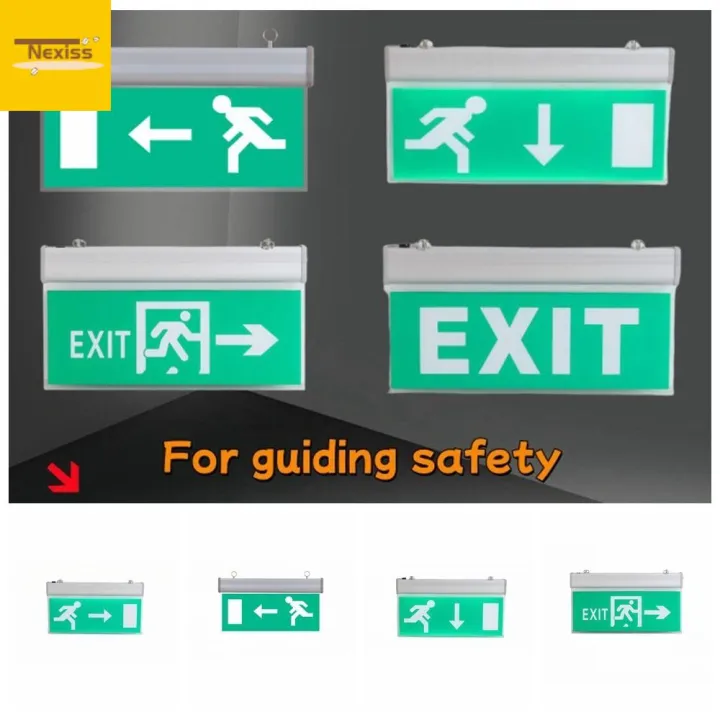 NEXISS Commercial LED Emergency Sign Lamp Green Bulb Exit Sign Neon ...