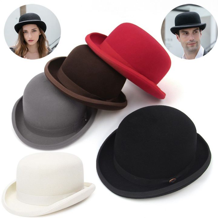 100% wool felt black derby bowler hat for men ladies satin lining ...