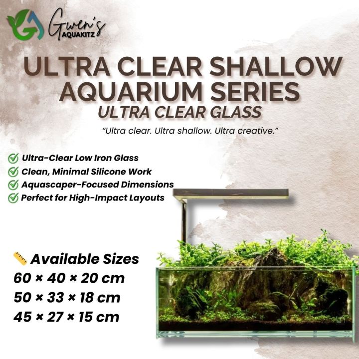 Ultra Clear Shallow Rimless Aquarium – Low Iron Glass Fish Tank for ...