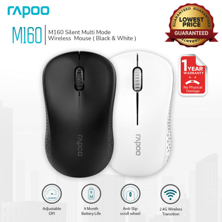 Rapoo M160 Silent Multi Mode Wireless Mouse Bluetooth 3.0, 4.0 and 2.4G Ensures Stable Wireless ...