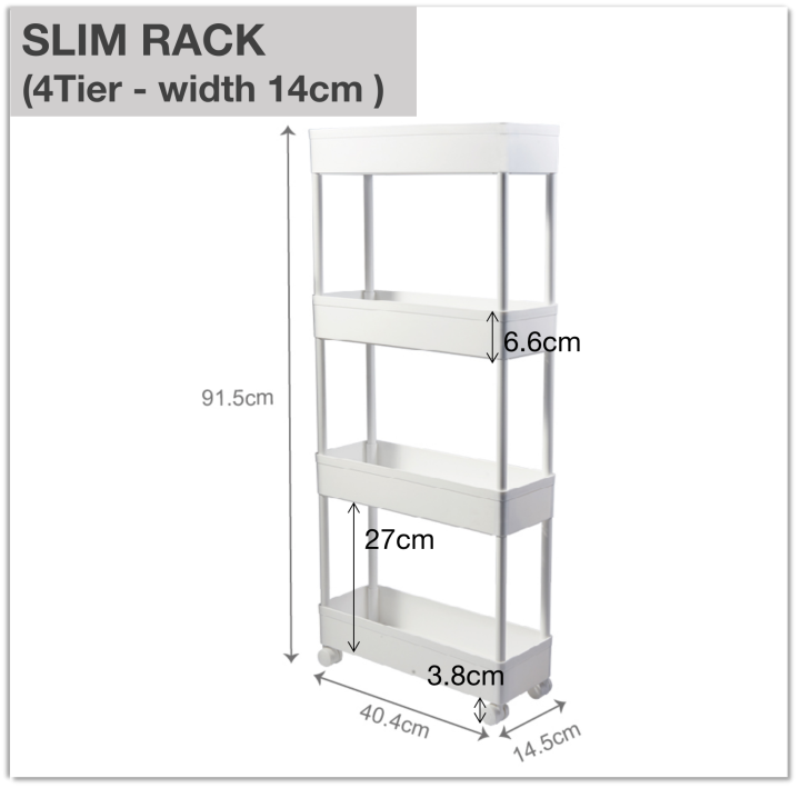 [SG Local Stock] Slim Rack 3/4 Tier for Kitchen Storage Bathroom ...