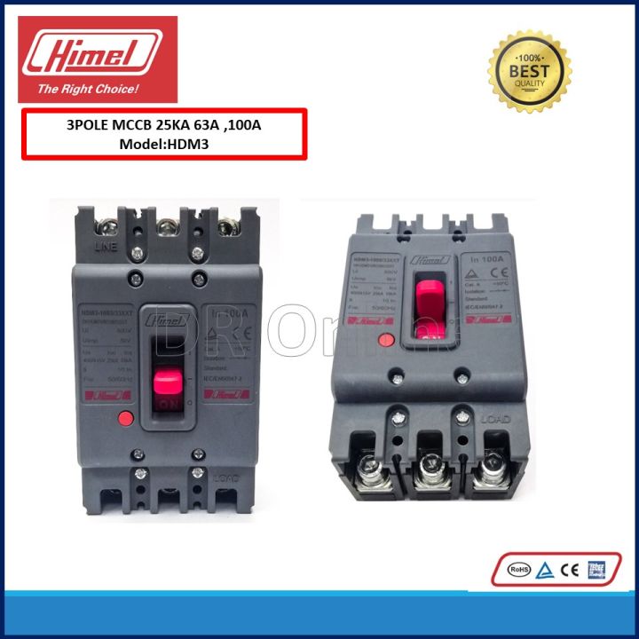 Himel MCCB 3POLE Molded Case Circuit Breaker MCCB 3P 25KA 63A ,100A ...