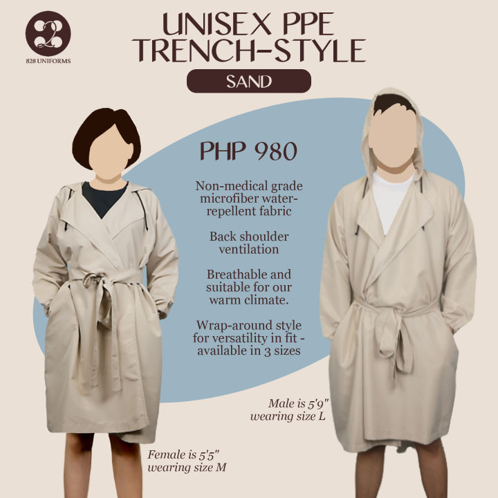 UNISEX PPE TRENCH -STYLE-Sand-828 UNIFORMS>>>Before : Php 980 | Lazada PH