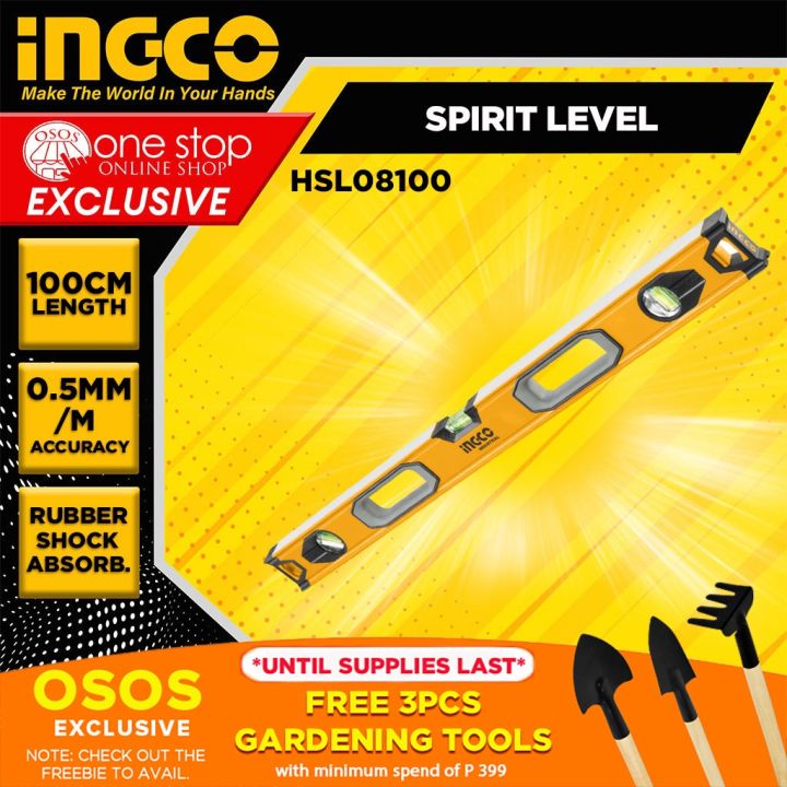 Ingco Original Spirit Level Bar 100 cm HSL08100 •OSOS• | Lazada PH