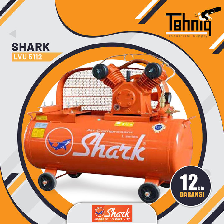 Kompresor Angin Listrik SHARK LVU-5112 Air Compressor 1/2 HP 58 Liter ...