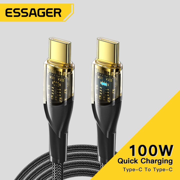 Essager 100W USB-C Để USB C Cáp Pd Nhanh Chóng Sạc Dây dây sạc Cho Iphone16 15 Macbook iPad ...