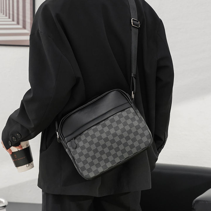 RANHENGREN Get 1pcs Freebie, Men's Checkered Postman Bag Cloth sling ...