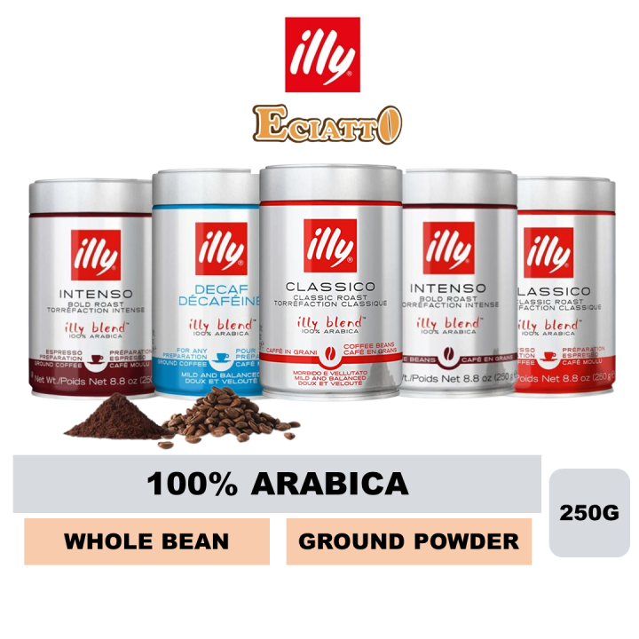 ILLY Coffee Ground Coffee Decaf, Coffee Powder Medium Roast Serbuk Kopi ...