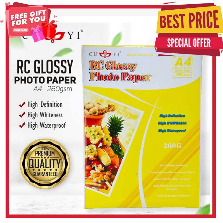 Cuyi Rc Glossy Photo Paper 260gsm Satin Coated A4 5r 4r 3r Size 20 ...