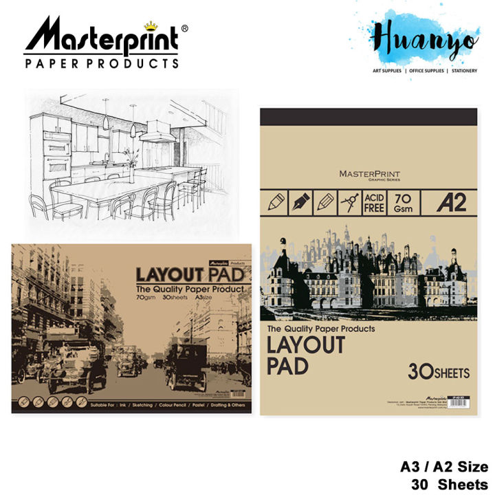 Masterprint Layout Paper Pad A3 / A2 (70gsm - 30 sheets) | Lazada