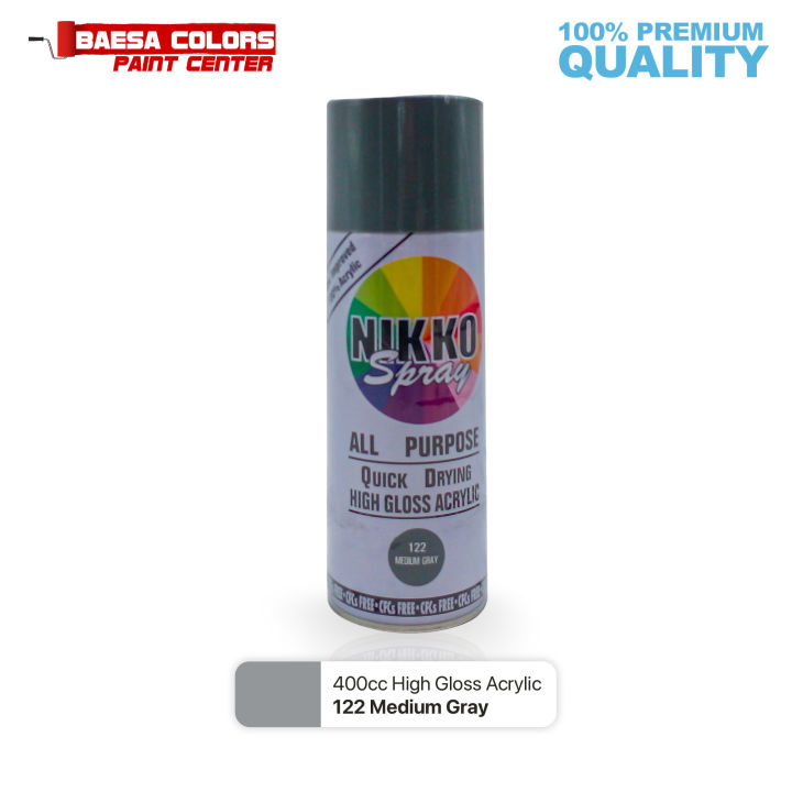 NIKKO Spray Paint 122 Medium Gray All Purpose Quick Drying High-Gloss ...