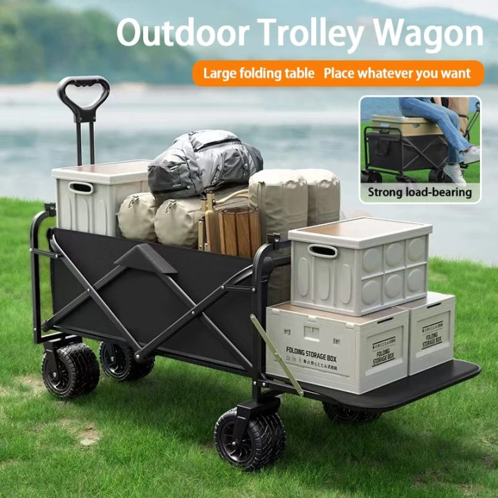 【COD】260KG Foldable Wagon Trolley Cart Can Extended Outdoor Beach ...