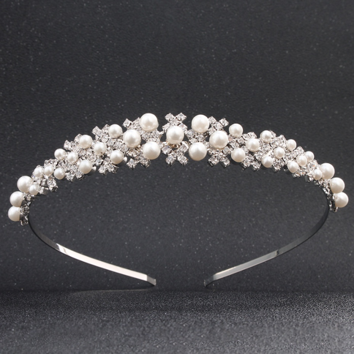 Luxury Bridal Tiara Crown Headband Jewelry High-end Pearl Rhinestone ...