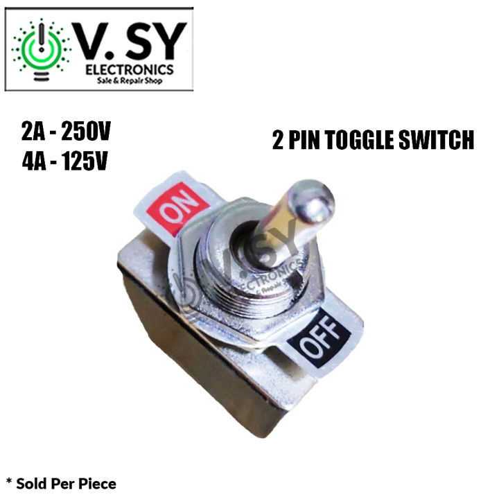 Toggle Switch ON and OFF 2 PINS SPST Metal Toggle Rocker Power Switch ...