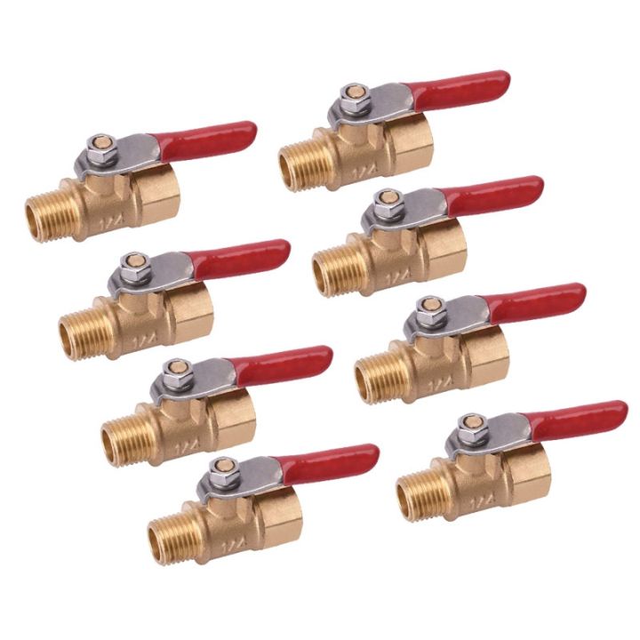 8pcs 1 4 Inch Heavy Duty Brass Ball Valve Shut Off Switch Male And