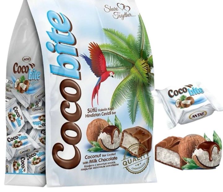 ANTAT COCOBITE CHOCOLATE COCONUT BAR COATED WITH MILK. 1 KG- 500 GRAM ...