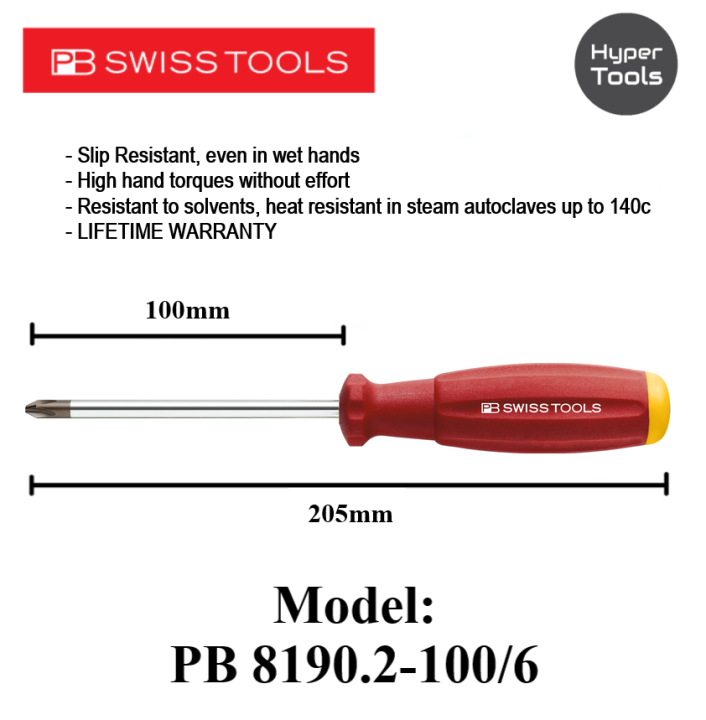 PB Swiss Tools (Switzerland) SwissGrip Philip Screwdriver (Model: 8190.2-100 / 8190.2-150) | Lazada