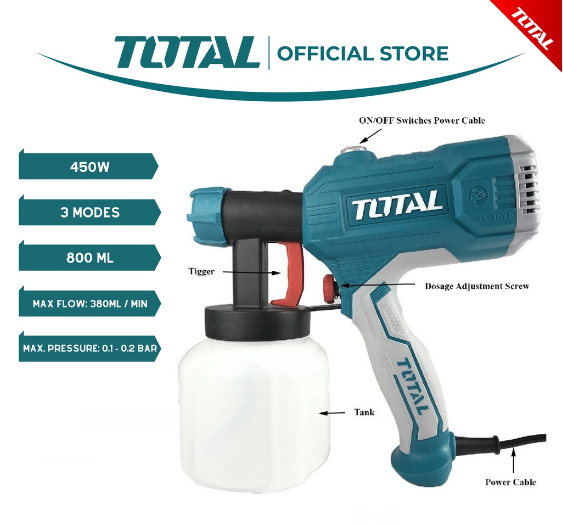 TOTAL Paint Spray Gun 450W TT3506 (800ml) | Lazada