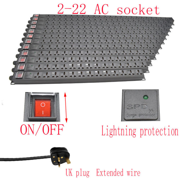 pdu power socket rack Power strip Surge protection Rackmount for ...