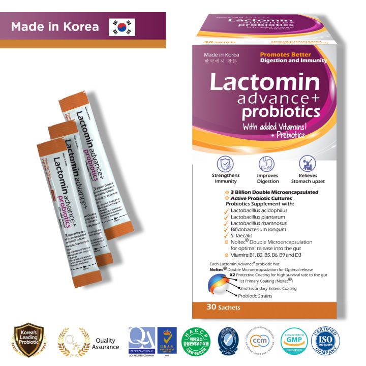 [Lactomin Advance+] Probiotics with added Vitamins and Prebiotics (30 ...