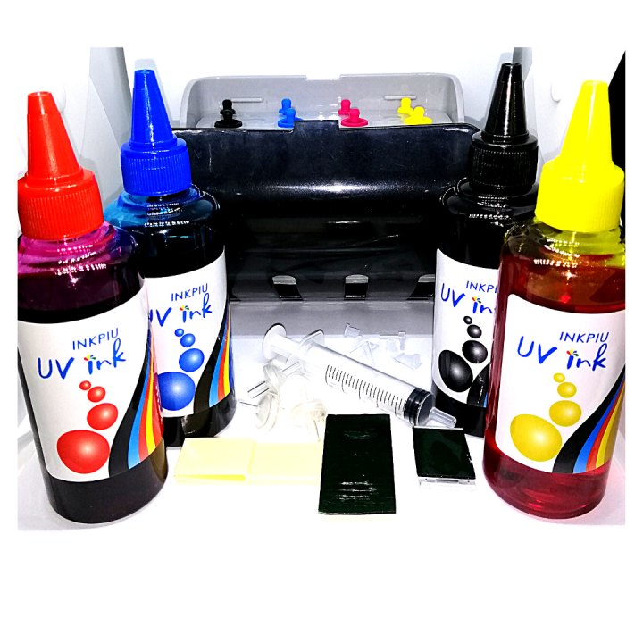 CISS KIT, INK TANK FOR INKJET PRINTER WITH INKPIU UV DYE CMYK (Black ...