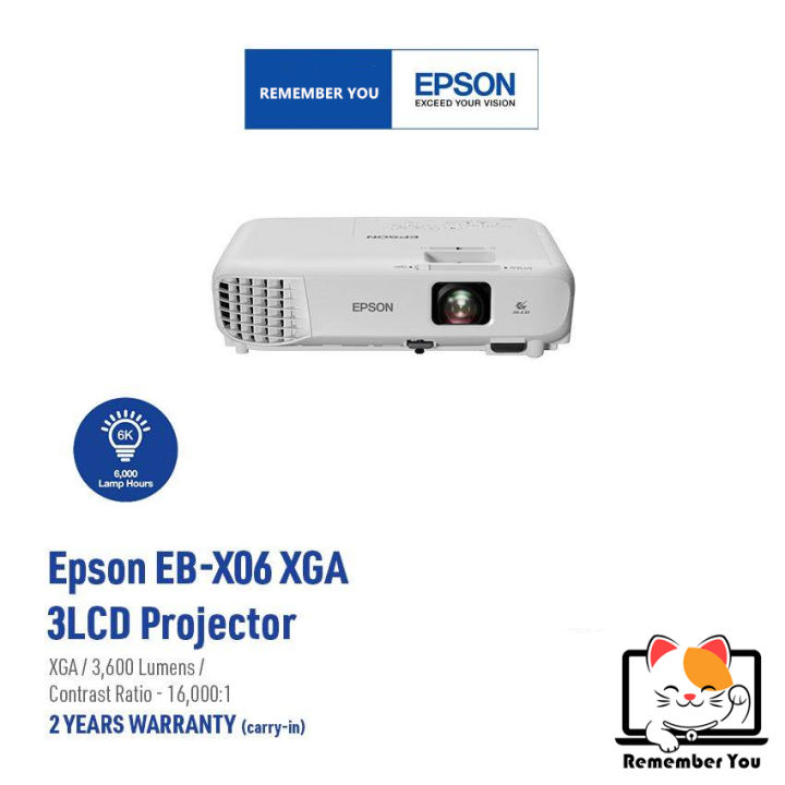 Epson EB-X06 XGA 3600 Lumens 3LCD Projector | Lazada