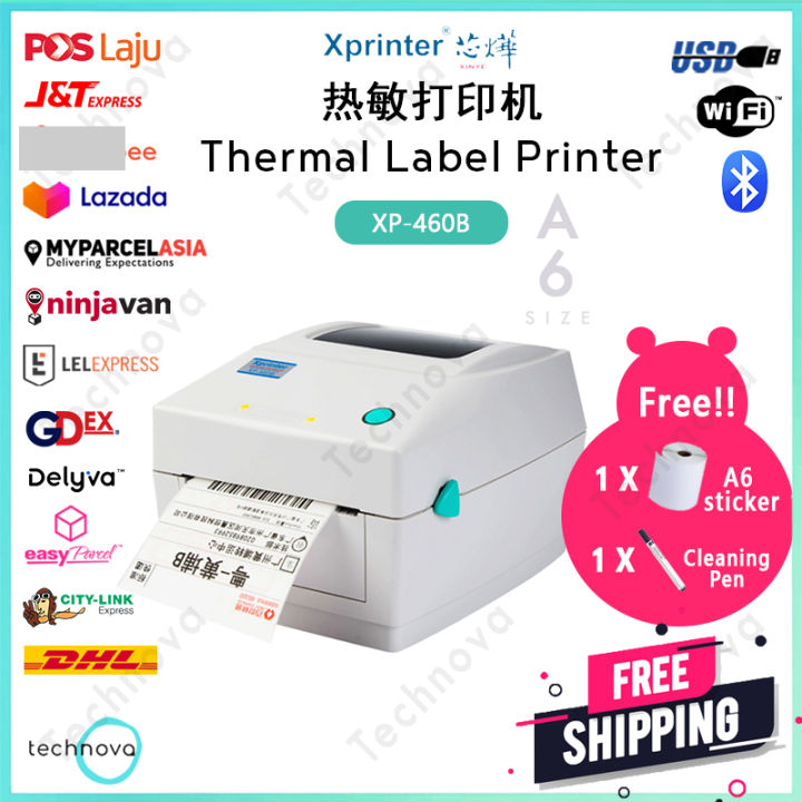 【XP-460B】A6 Thermal Printer Shipping Label Printer Air WayBill Barcode ...