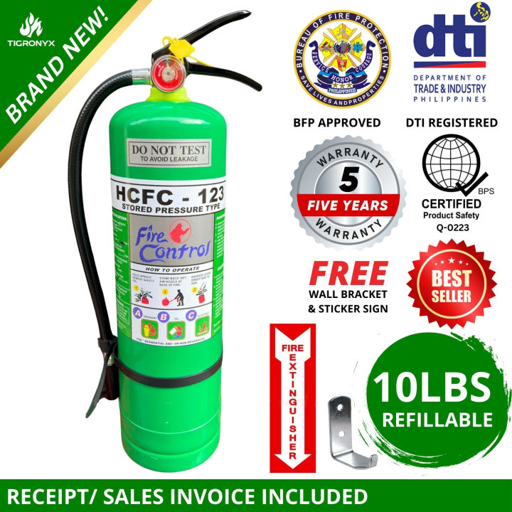 Fire Extinguisher 10lbs HCFC 123 Green 5 Years Expiration Refillable ...