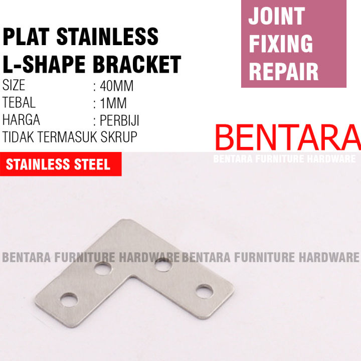 PLAT L 40 X 40 MM STAINLESS STEEL L-SHAPE FLAT PLATE BRACE FIX REPAIR ...