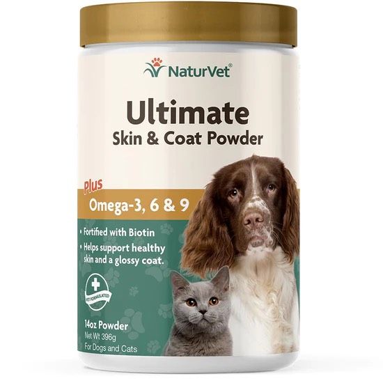 NaturVet Ultimate Skin & Coat Powder Plus Omega 3,6 & 9 for Dogs and ...