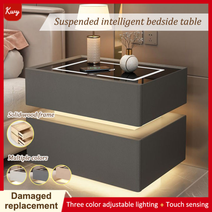 Bedside Table Wireless+USB Charging With Drawers Smart Multi-function ...