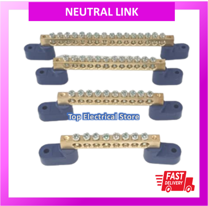 BRASS NEUTRAL LINK 30A SCREW BRASS BAR WITH BASE FOR DISTRIBUTION BOX ...
