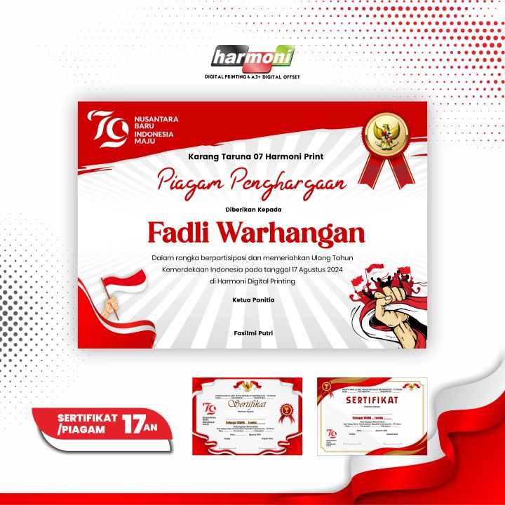 Sertifikat Piagam Lomba Ukuran A4 -Tema Kemerdekaan 17 Agustus Dirgahayu Indonesia | Lazada ...