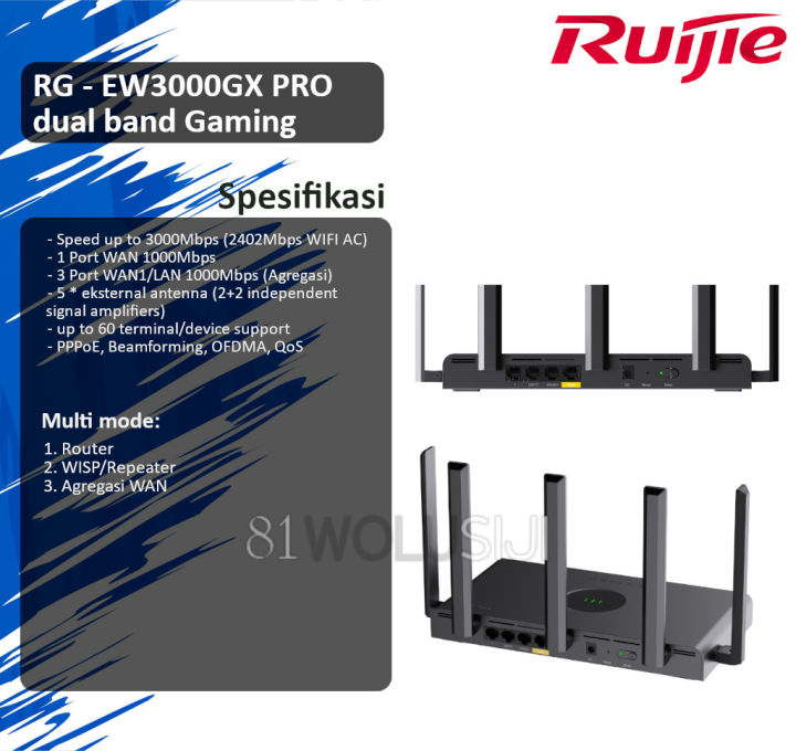 Ruijie RG EW3000GX PRO 3000M WIFI6 Dual Band Gigabit Gaming Router ...