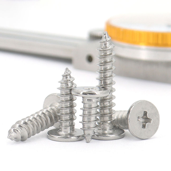 304 Stainless Steel Thin Flat Head Philip's Head Self-Tapping Screws Cross Slot Cross Recessed ...