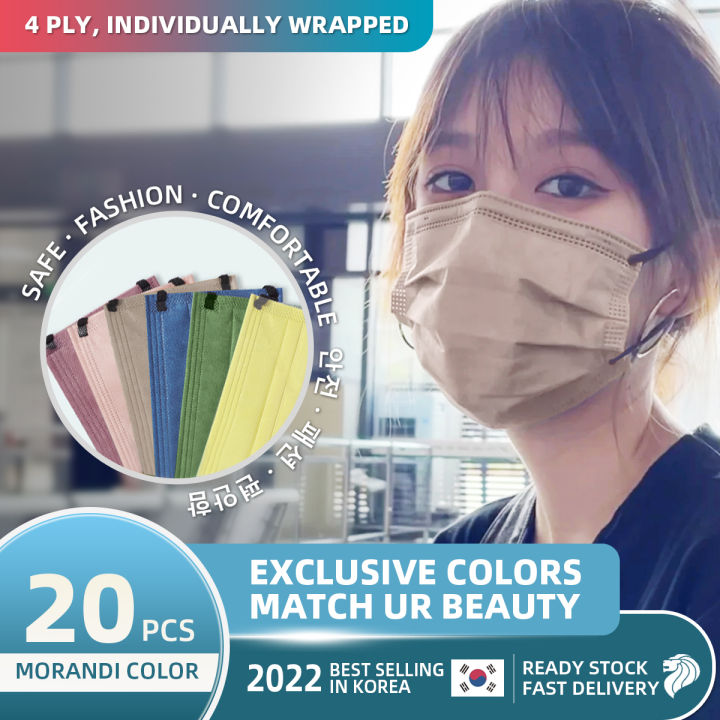[Ready Stock] 4 ply Korean Morandi Mask Disposable Face Mask Efficiency ...