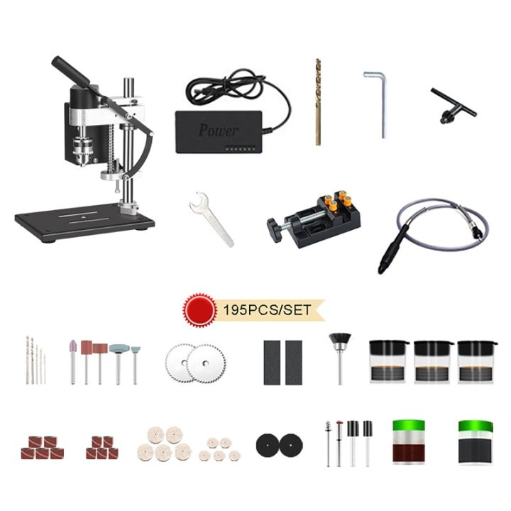 EU Plug 220V Mini Bench Drill Kit Multi-function Cutting Polishing ...