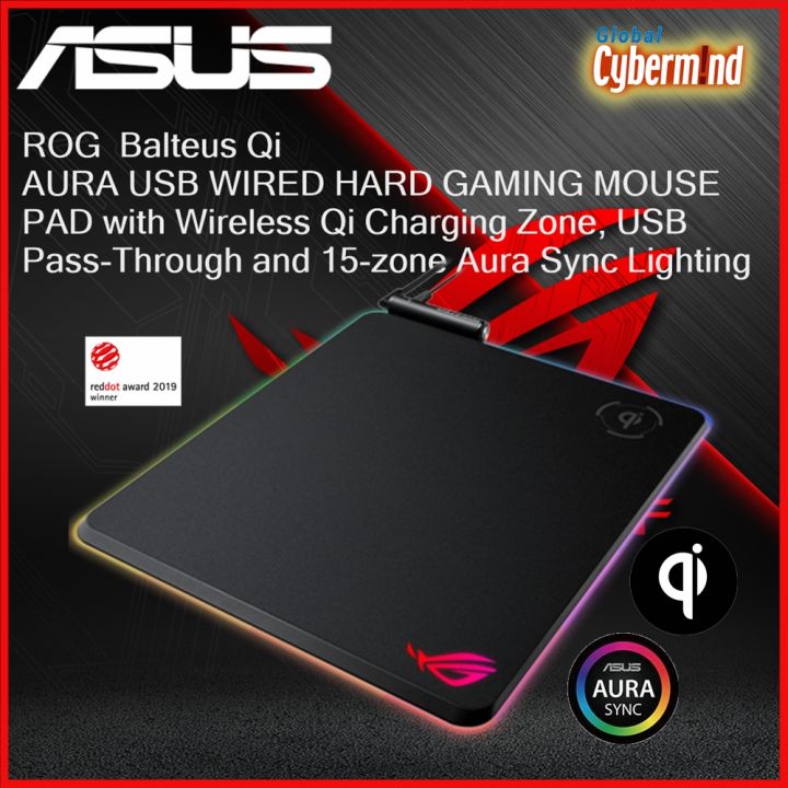 ASUS ROG Balteus Qi Aura USB Wired Hard Gaming Mouse Pad with Wireless ...