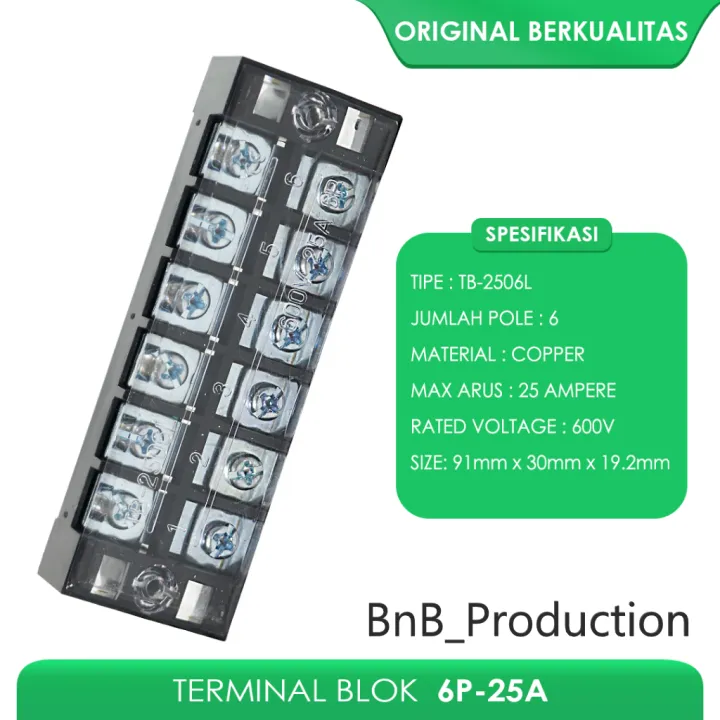 Terminal Block Blok 6P 6 Pole 25A TB2506 | Lazada Indonesia