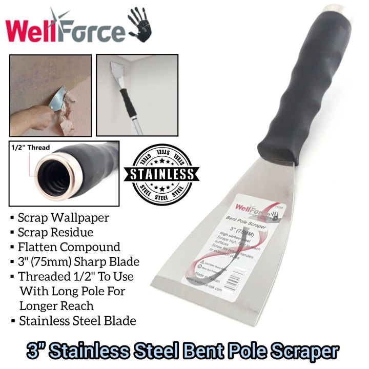 2 In 1 Function WellForce High Carbon Steel 3Inch Bent Pole Scraper For ...