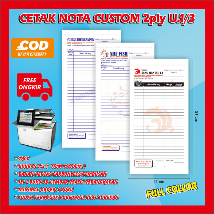 Cetak Nota Custom Nama Sendiri Ukuran 1/3, Cetak Nota Laundry, Cetak ...