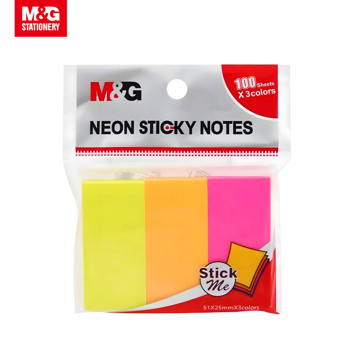 M&G Neon Color Sticky Notes 300/400 Sheets (100 Sheets x 3/4 Colors ...