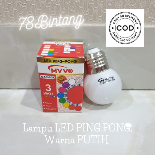 78Bintang Lampu LED PING PONG MYVO 3Watt - Lampu Dekorasi - Lampu Tidur - Lampu Ping Pong ...