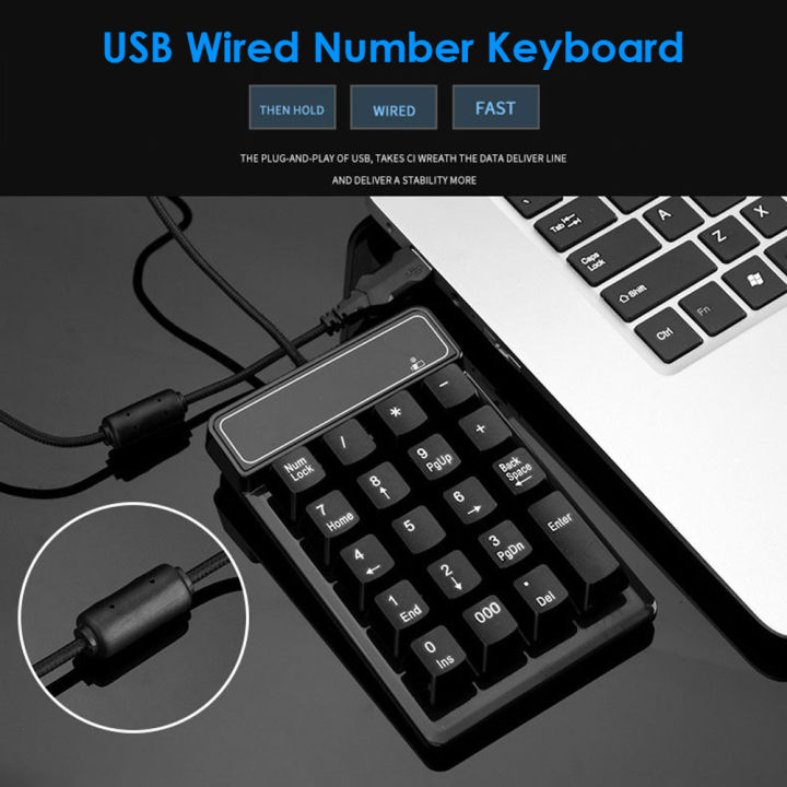 19 Keys USB Mechanical Feel Wire Numeric Keypad Keyboard Mini Number ...