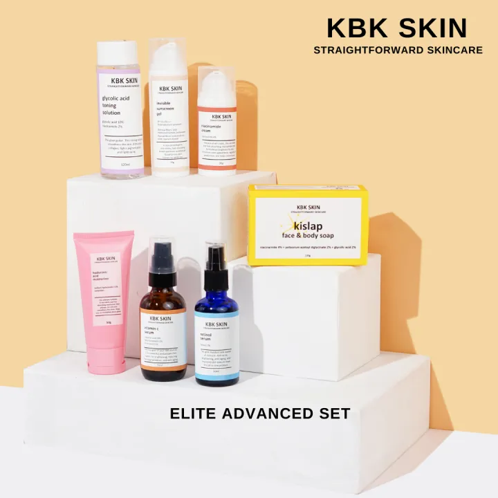 KBK SKIN ELITE COMPLETE ADVANCED SET (KISLAP, GLYCOLIC TONER, RETINOL ...