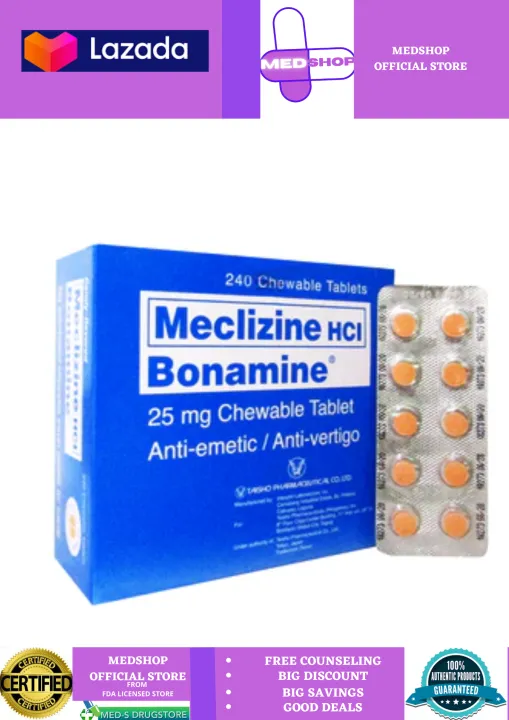 Bonamine 25mg for adult Chewable tablet 5 Tablet MEDSHOP | Lazada PH